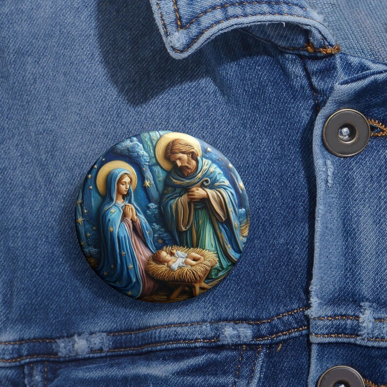 Nativity Scene Pinback Button Set Christian Faith Gift Nature Inspired ...