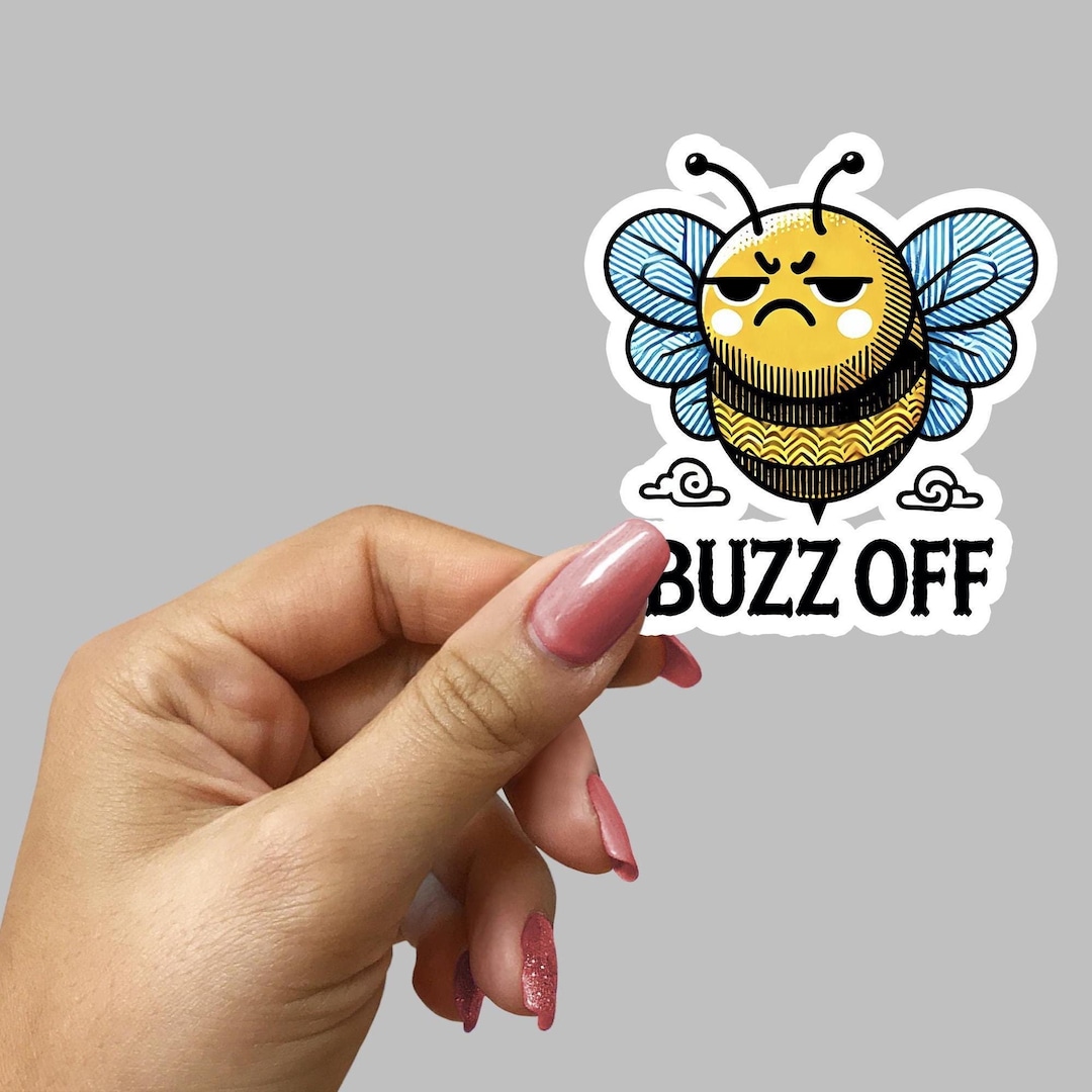 Grumpy Bee Sticker Transparent Funny Nature Vinyl Decal for Beekeepers ...