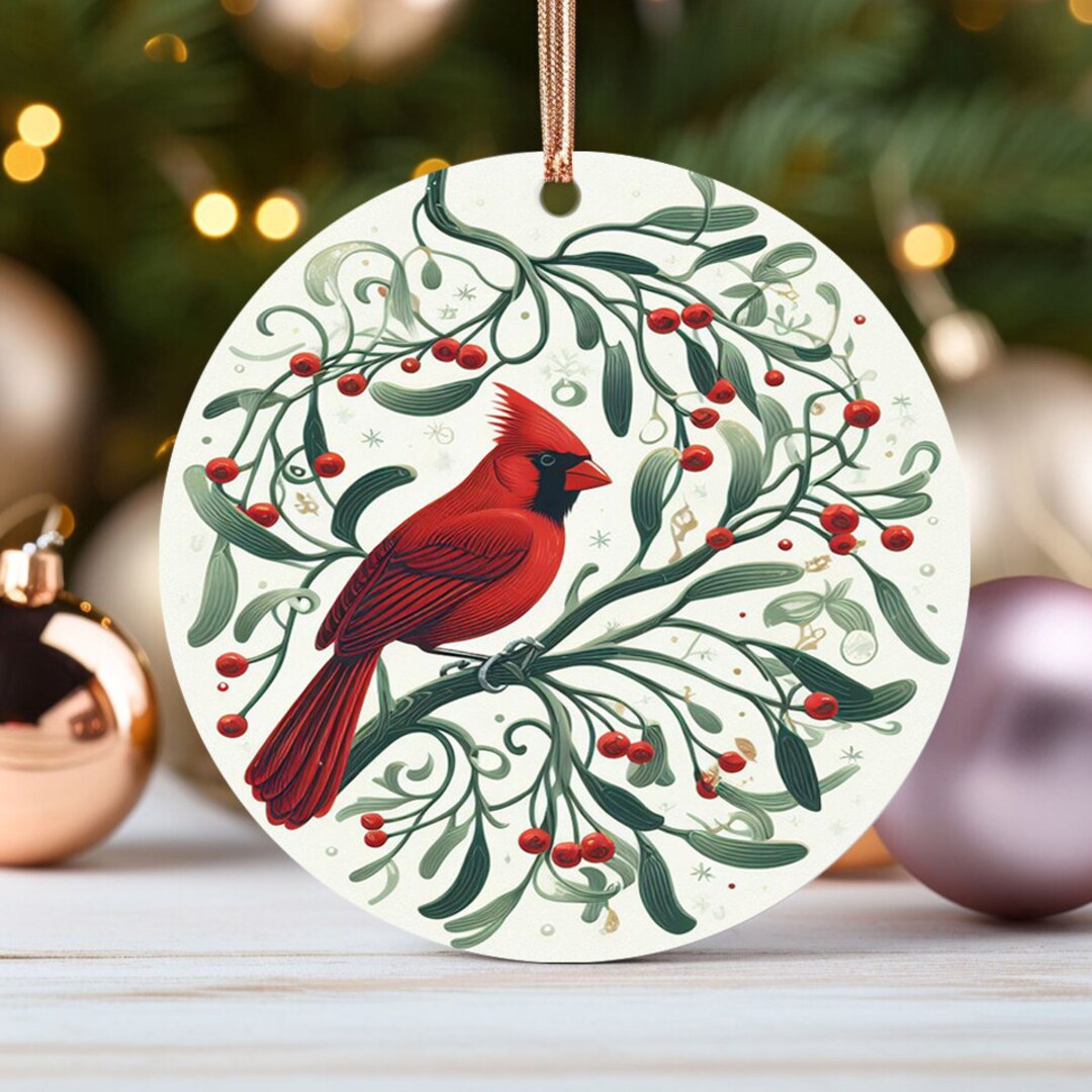 Cardinal Christmas Ornament Festive Red Bird Decor Beautiful Holiday ...