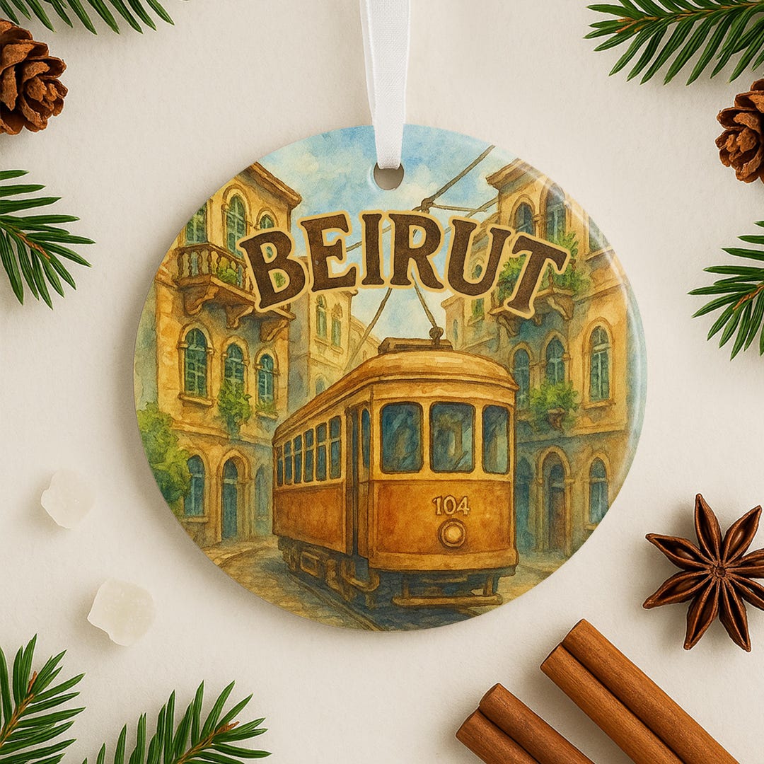 Old Beirut Train Ornament Retro Lebanon City Ceramic Gift for History ...
