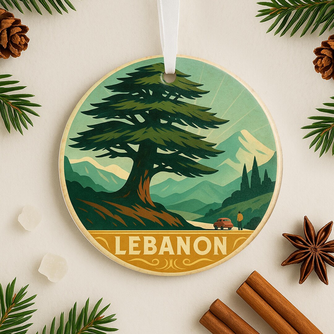 Lebanese Cedar Ornament Oil Painting Style Ceramic Gift for Lebanese ...