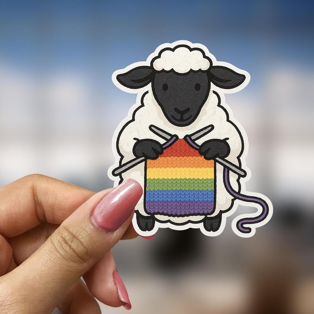 Gay Pride Sheep Sticker Gift for LGBTQ+ Supporters Cute Sheep Knitted ...
