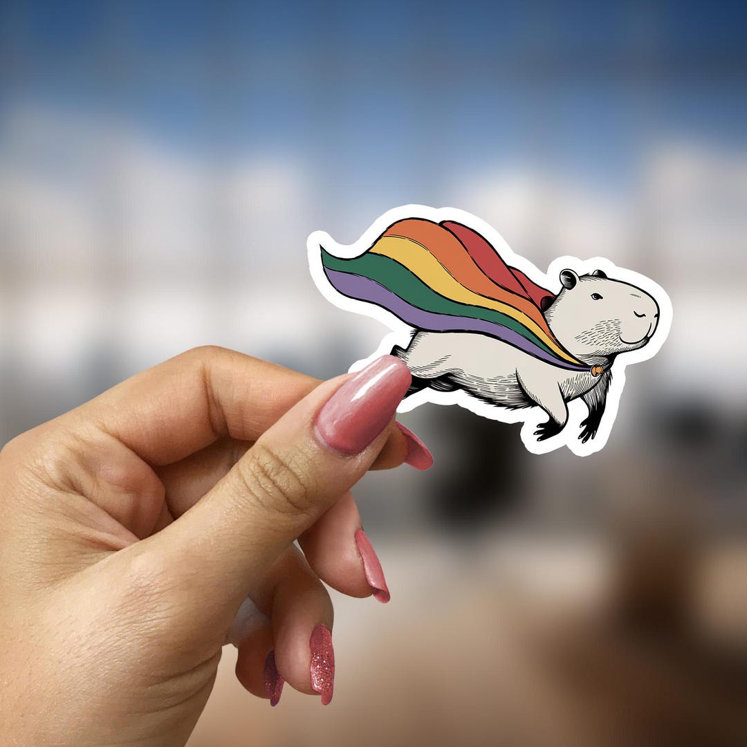 Capybara Pride Sticker LGBTQ Support Vinyl Decal Cute Animal Gay Rights Equality Love Wins Gift ...