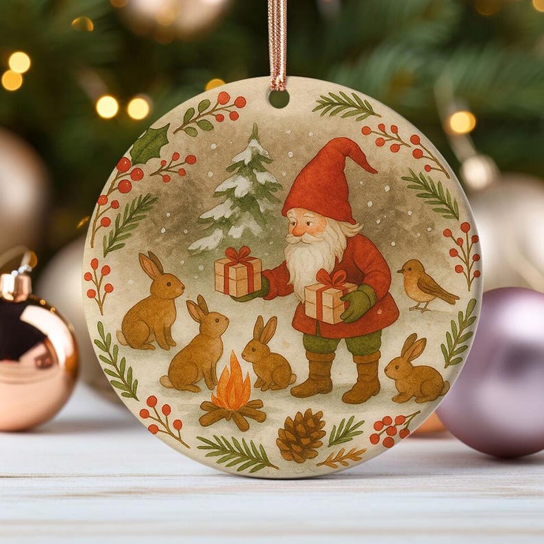 Nordic Woodland Gnome Ornament Gift for Animal Lover Swedish Finnish ...