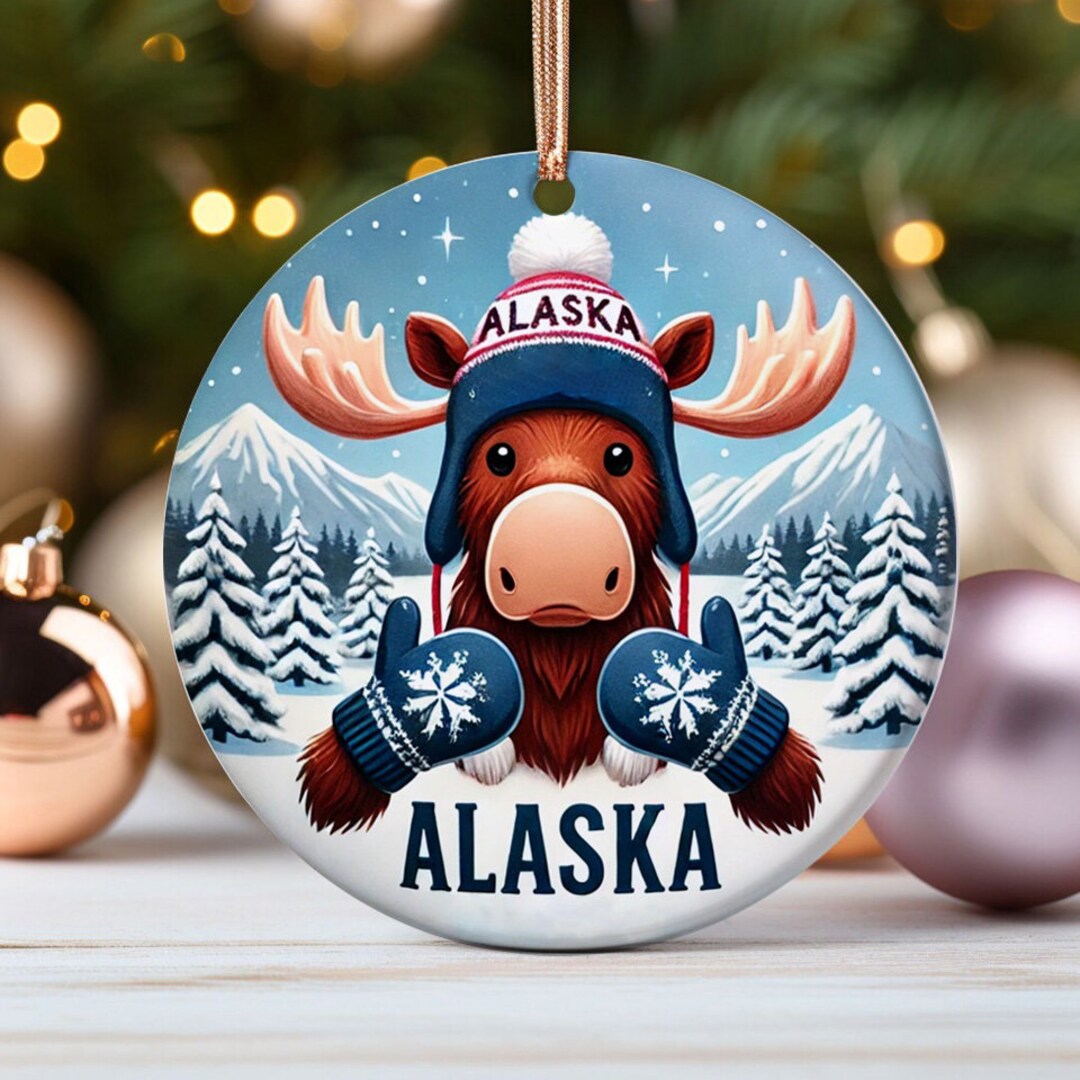 Alaska Map and Moose Christmas Ornament Festive Holiday Decor Winter ...