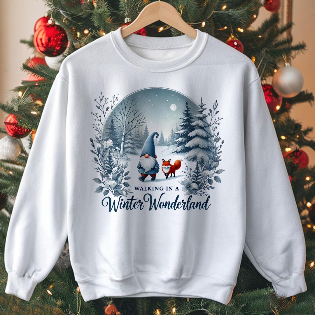 Scandinavian Gnome and Red Fox Sweatshirt Cozy Nordic Forest Design ...