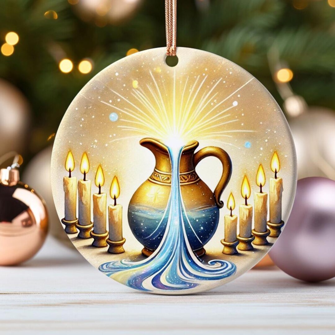 Hanukkah Oil and Candles Ornament Nature Inspired Gifts for Jewish ...