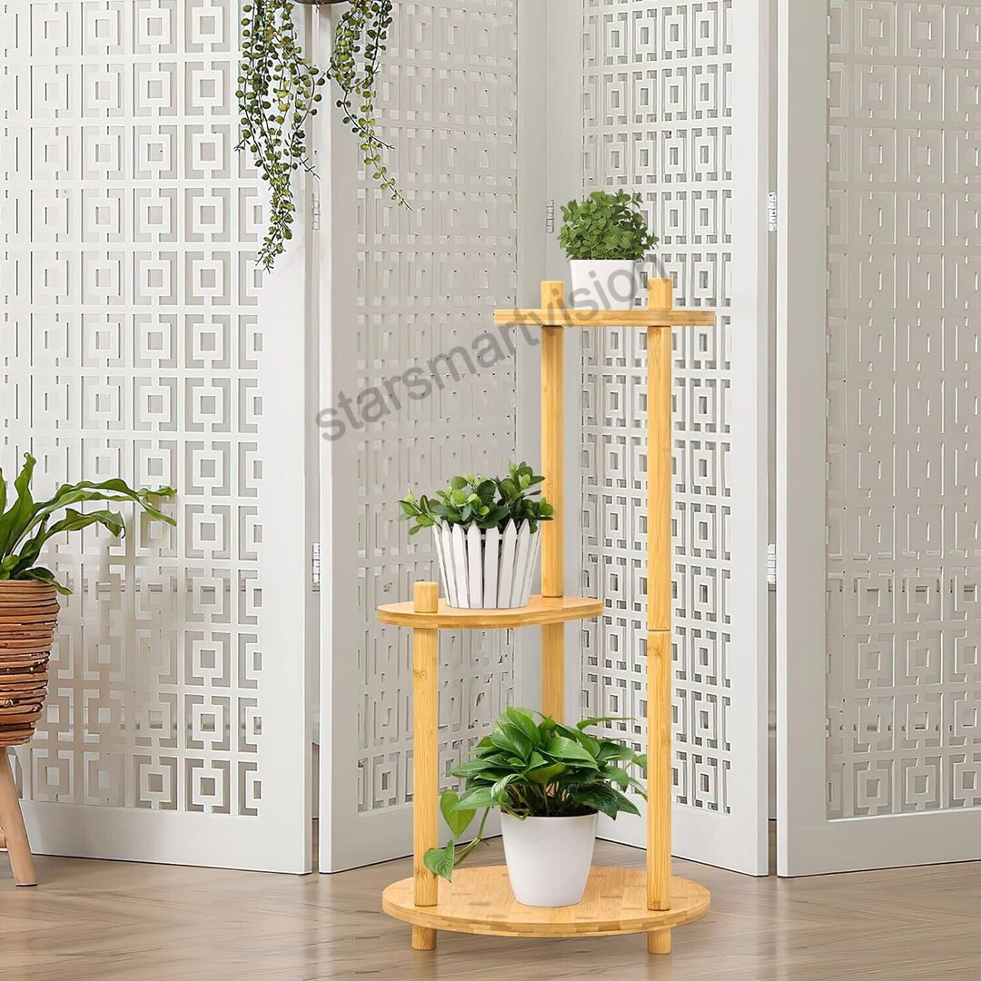 3 Tiered Bamboo Plant Stand Indoor Plant Stand Flower - Etsy