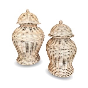 Wicker Temple Jar | Decorative Woven Vase | Handcrafted Lidded Jar - Etsy