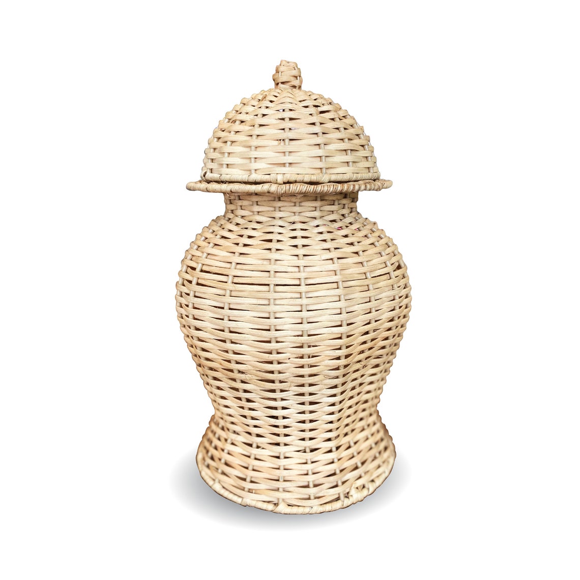 Wicker Temple Jar | Decorative Woven Vase | Handcrafted Lidded Jar - Etsy