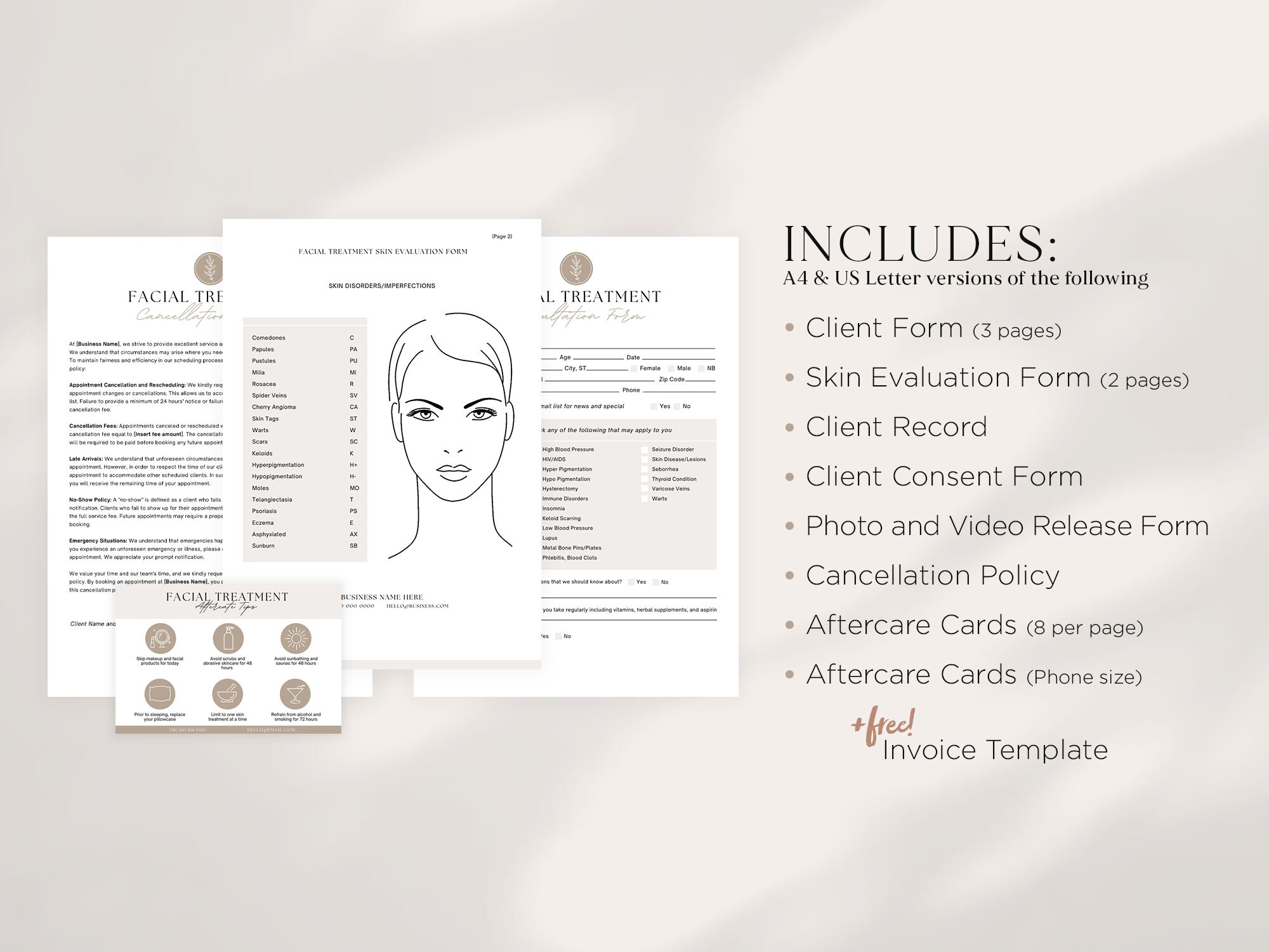 Facial Treatment Forms Editable Esthetician Templates Printable ...