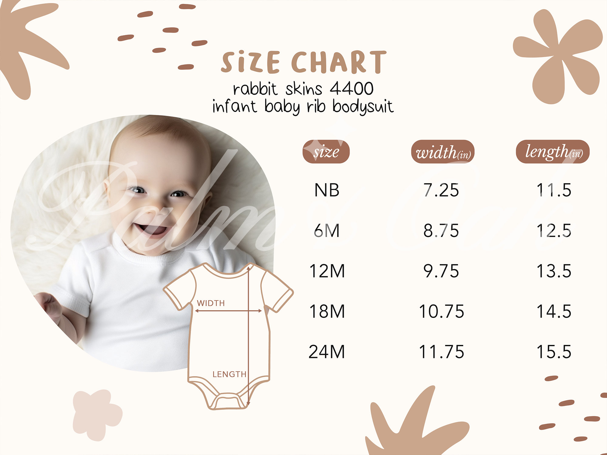 Infant Bodysuit Size Chart Rabbit Skins 4400 Size Guide Onesie - Etsy