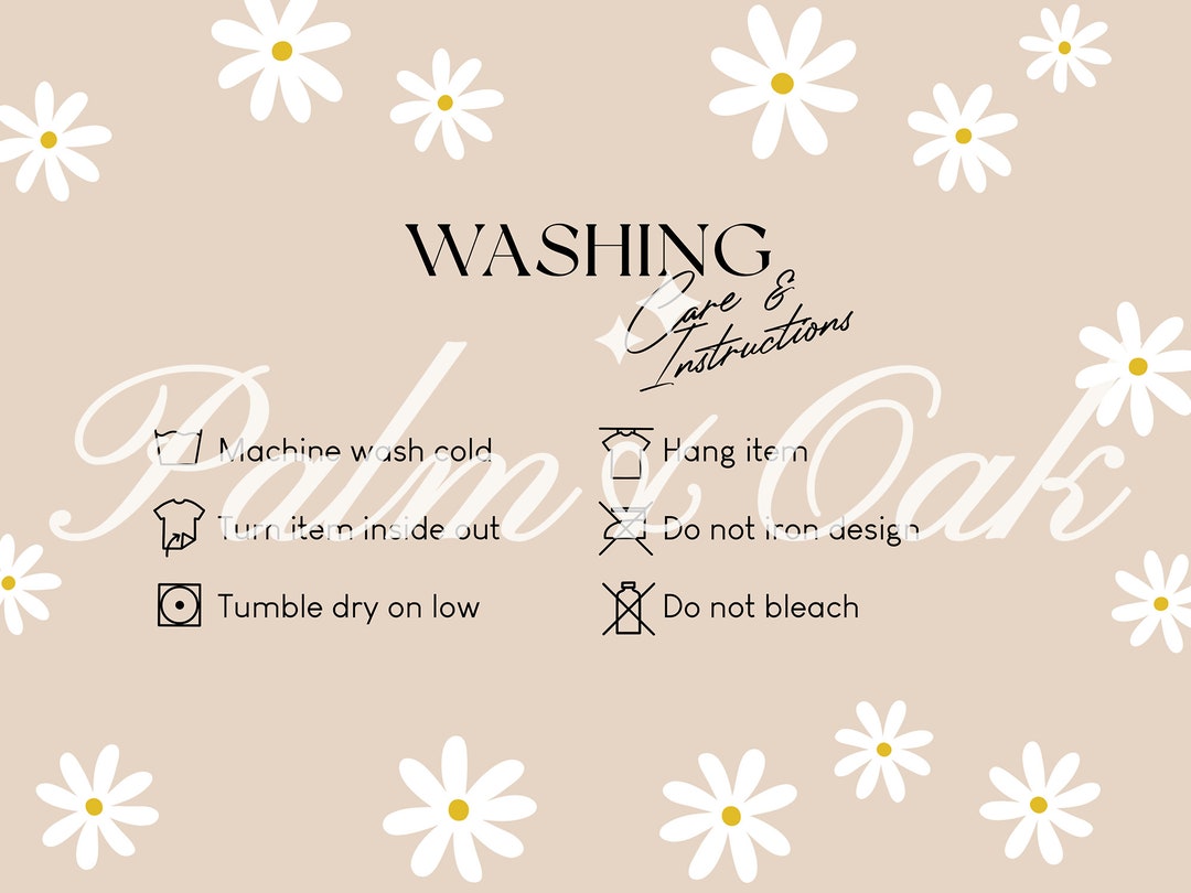 Washing Instructions Chart Washing Template Bella Canvas Gildan Comfort ...