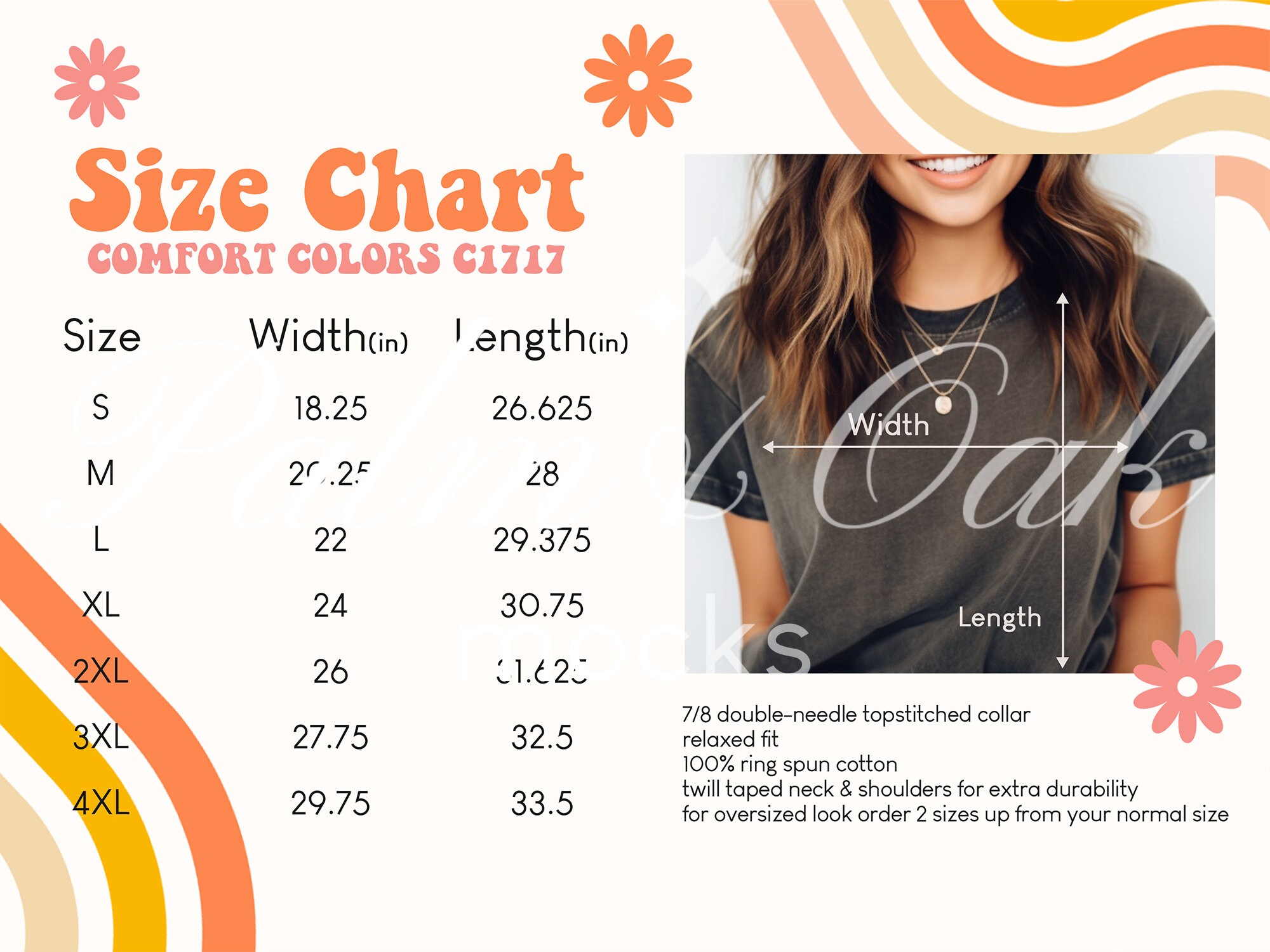 Comfort Colors 1717 Size Chart Comfort Colors Size Chart Unisex Size ...
