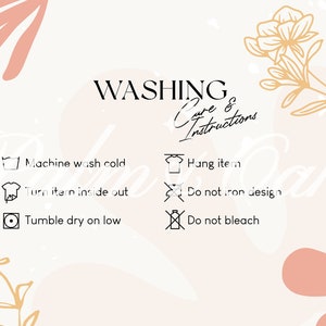 Washing Instructions Chart Washing Template Bella Canvas Gildan Comfort ...