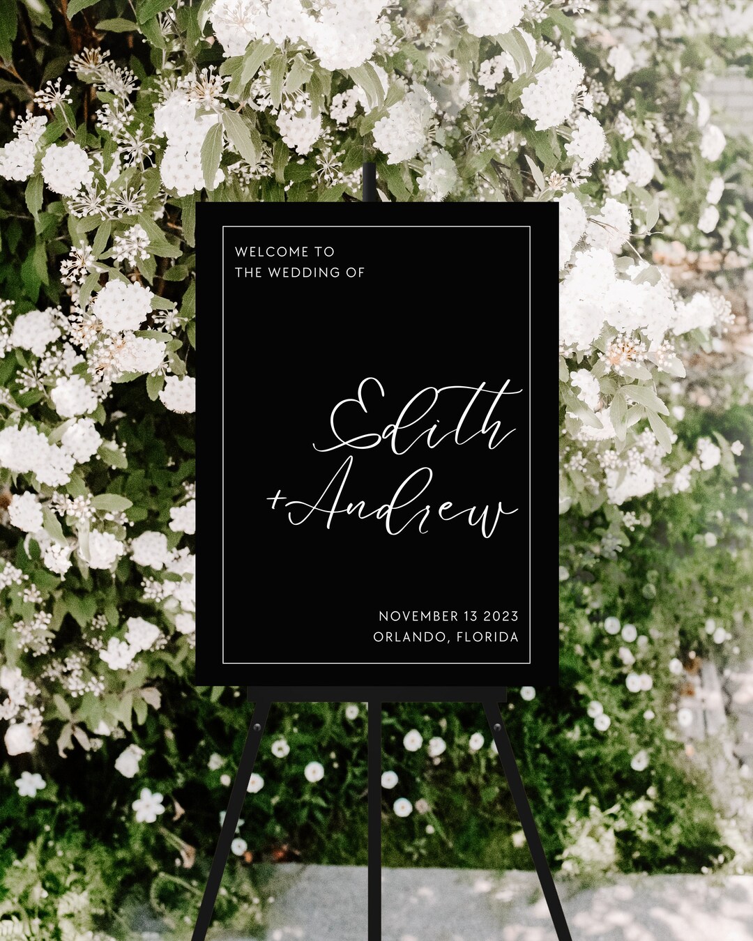 Black Wedding Welcome Sign Elegant Welcome Wedding Sign - Etsy