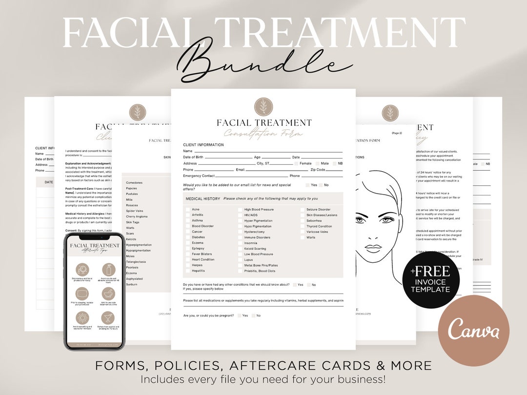 Facial Treatment Forms Editable Esthetician Templates Printable ...