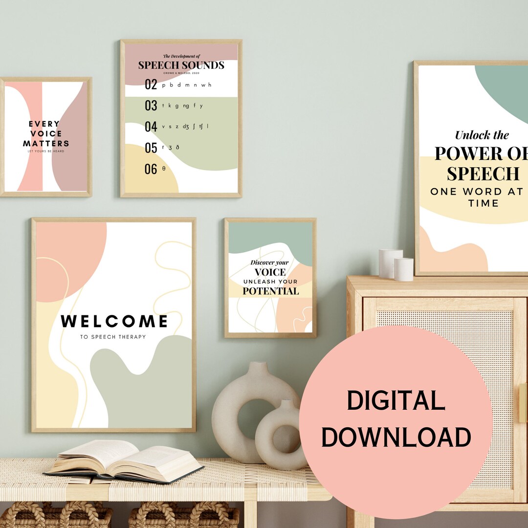 Speech Therapy Wall Decor Bundle, Set of 5, Speech Room Decor, SLP Wall ...