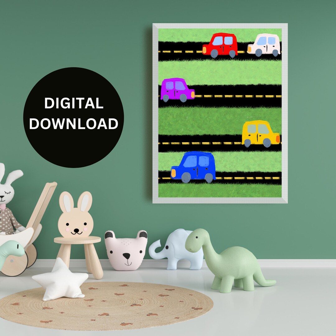 Cars Nursery Decor, Car Themed Wall Art, Nursery Wall Art, Kids Room ...