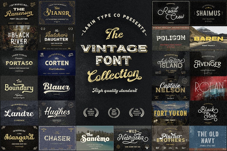 30+ Vintage Font Bundle Vol.2 - Etsy