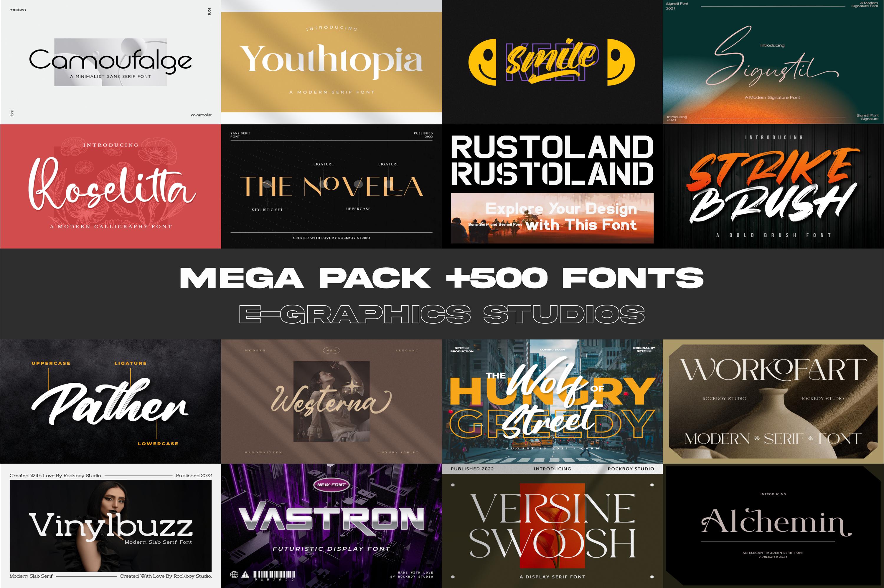 500+ Mega Font Bundle Vol.1 - Etsy