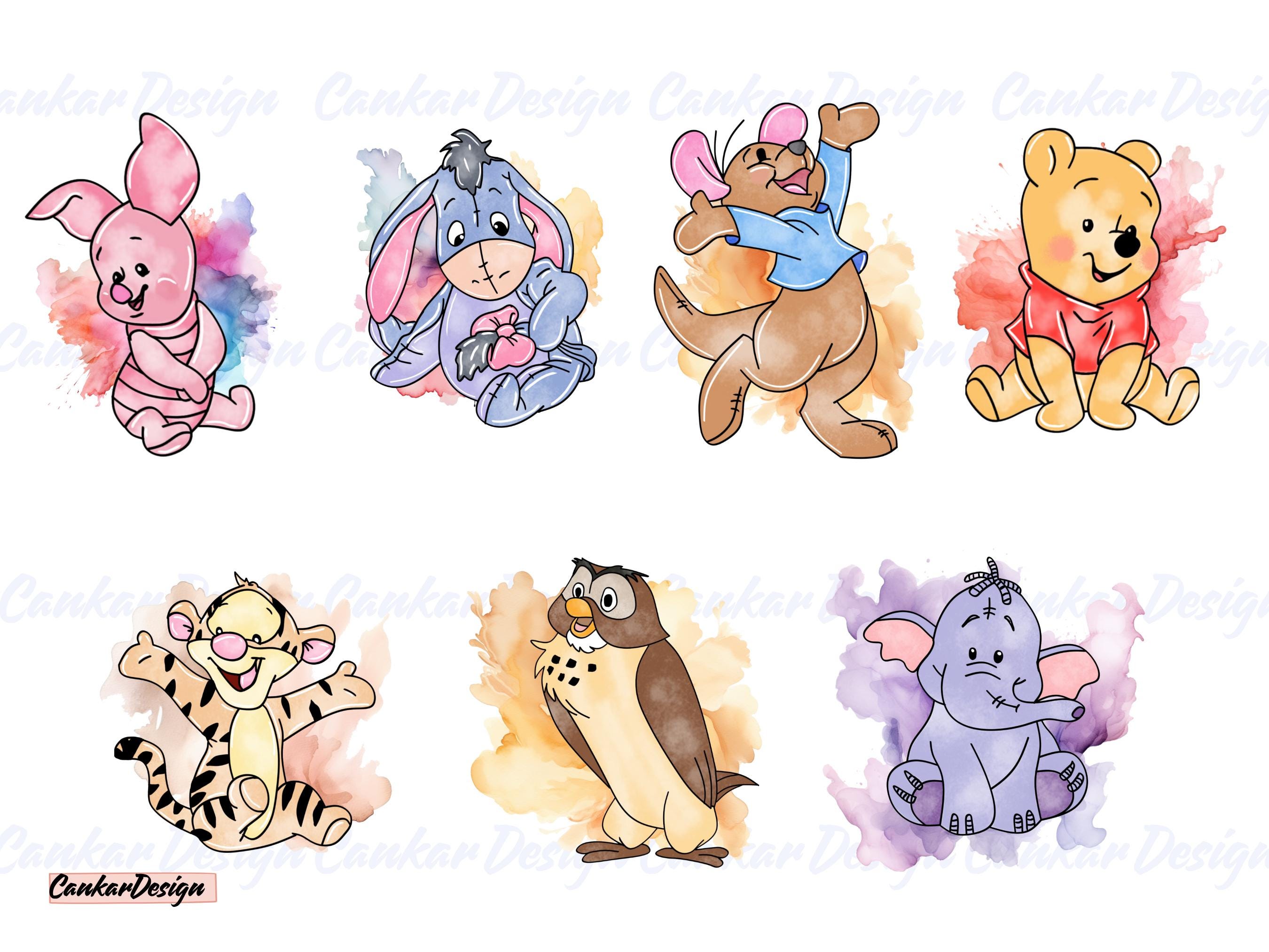 Watercolor Winnie the Pooh Png Bundle, Mouse Ear Png Bundle, Winnie the ...