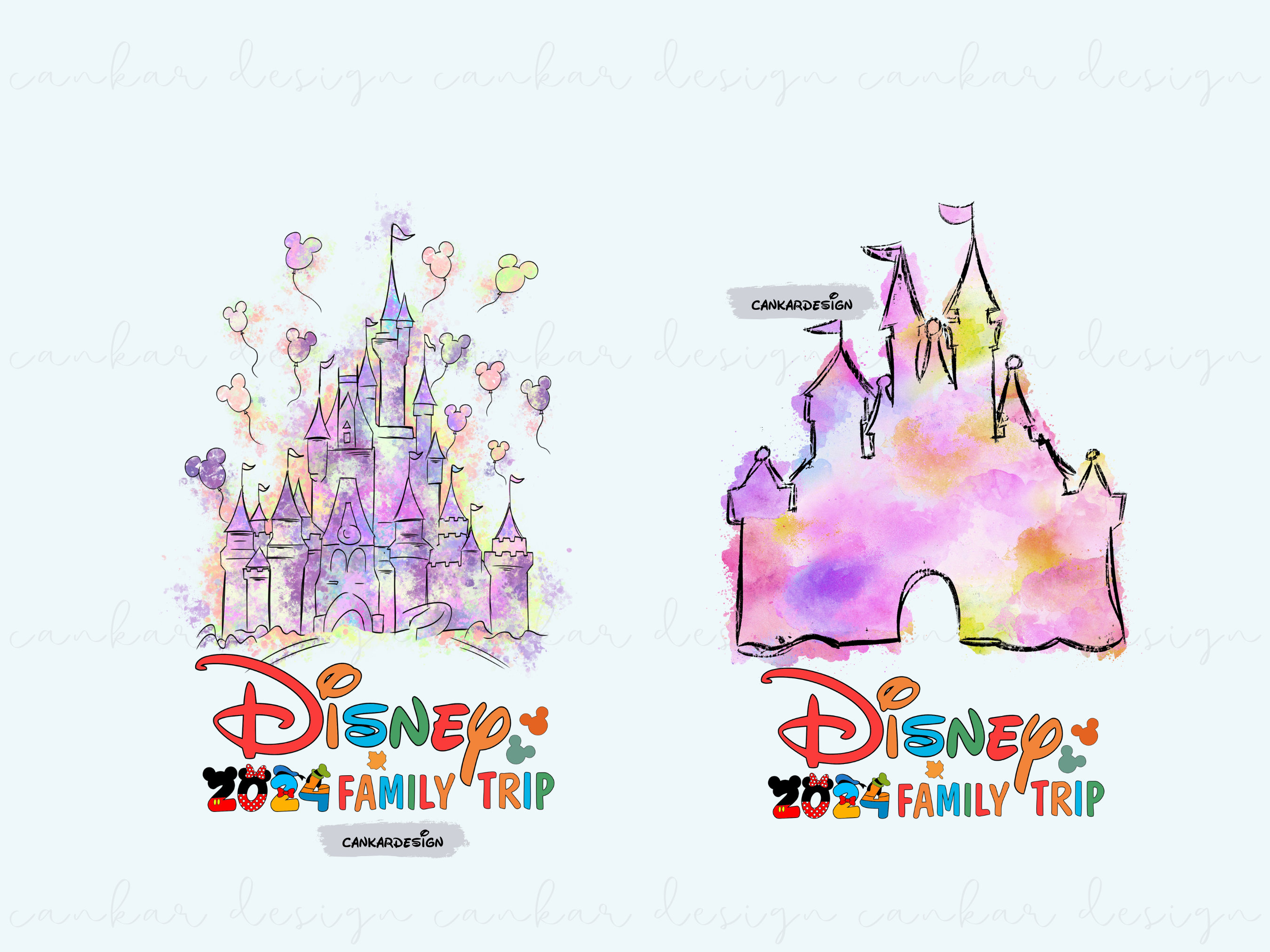 Bundle Watercolor Castle Png, Mouse Ear Castle Png, Watercolor Castle ...