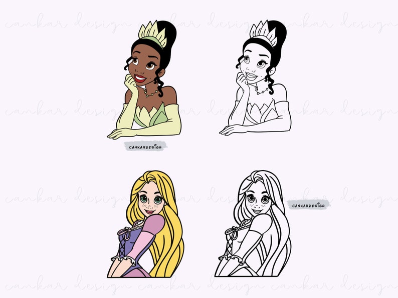 Paquete Princess Svg, Archivos SVG de silueta princesa, Descarga ...