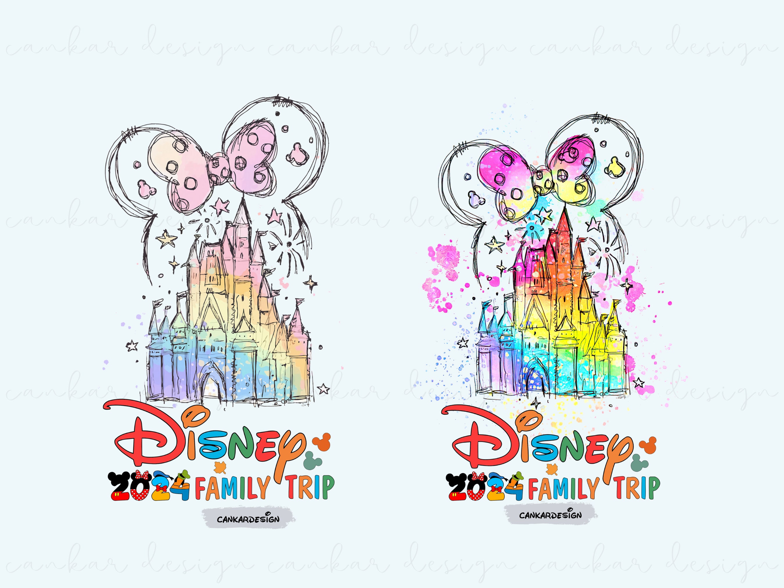Bundle Watercolor Castle Png, Mouse Ear Castle Png, Watercolor Castle ...