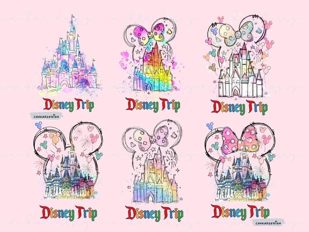 Watercolor Mouse Castle Png Bundle, Magic Castle Png, Mouse Ear Castle ...