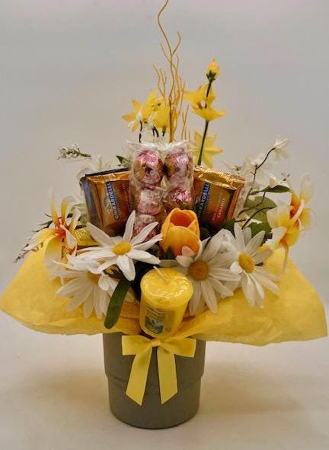 Chocolate and Candle Flower Bouquet Gift Set. Personalize and Customize ...