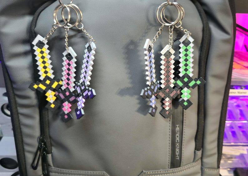 Pixel Sword Keychain: Gamer-inspired Plastic Accessories - Etsy