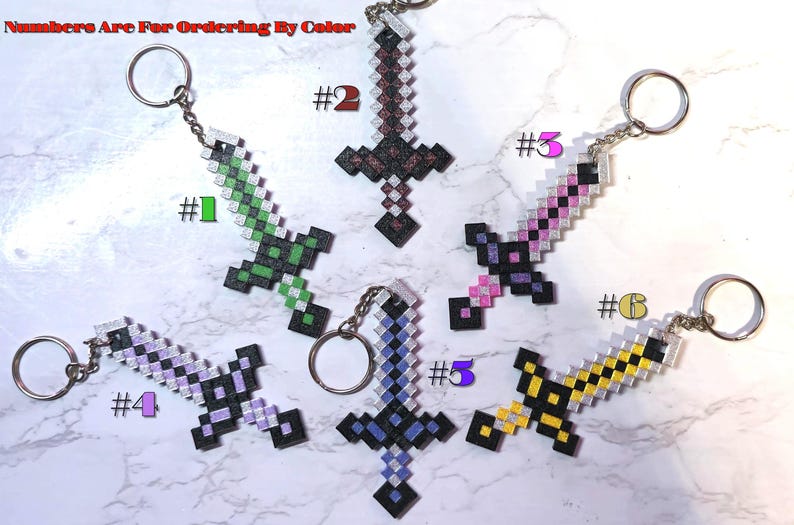 Pixel Sword Keychain: Gamer-inspired Plastic Accessories - Etsy