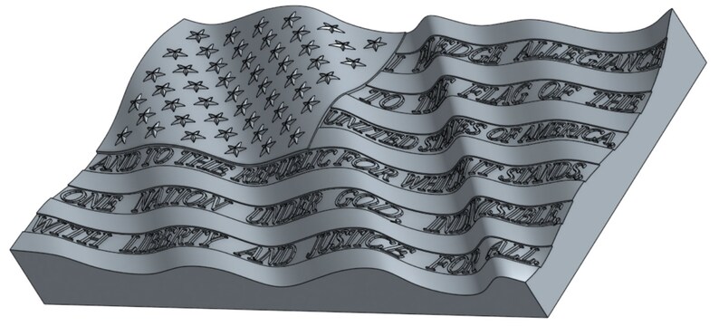 US Wavy Flag STL File W/pledge of Allegiance - Etsy