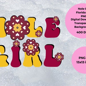 FSU PNG, Nole Girl, Retro, Floral Sticker, Seminoles Girl, Noles, FSU ...