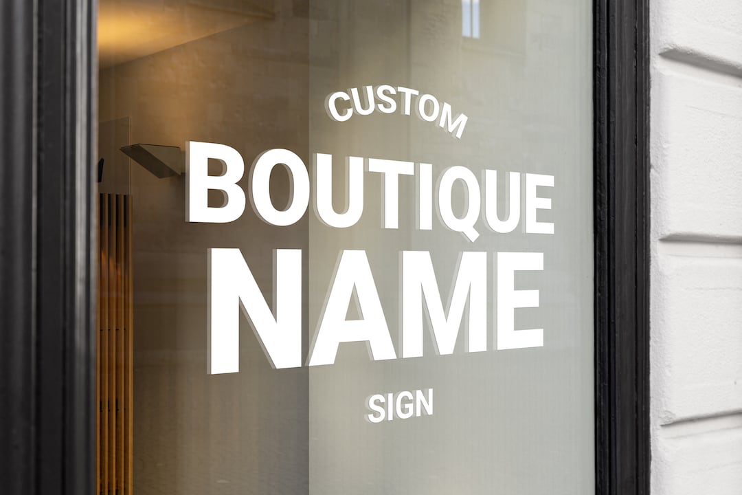 Customizable Boutique Sign Decal / Your Company Logo Storefront Vinyl ...