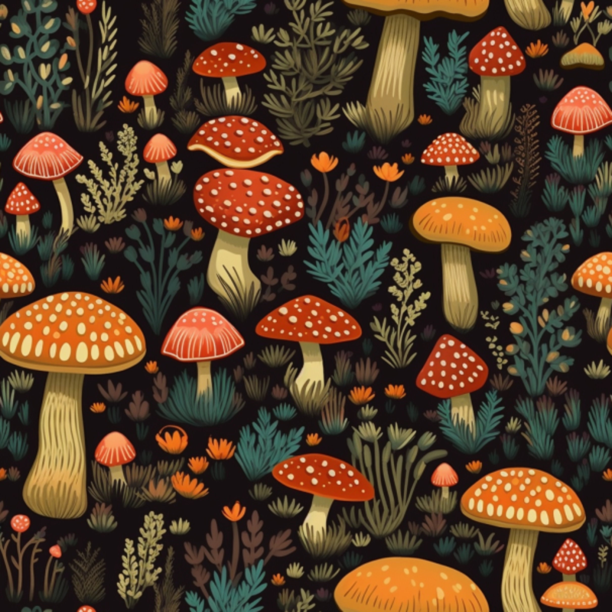 10 Seamless Printable Mushroom Patterns - Etsy Australia