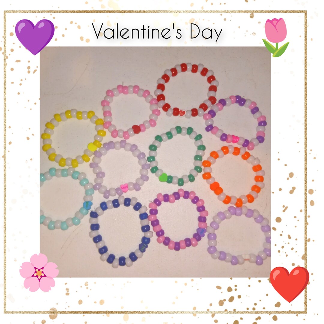 Valentines Day Bracelets, Classroom Favors, Valentine's Exchange - Etsy