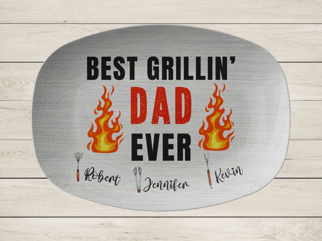 Personalized BBQ Platter for Dad, Grilling Gift With Kids' Names ...