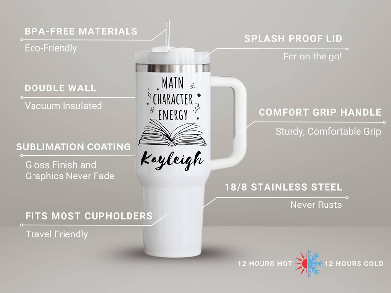 Personalized Book Club Tumbler, Main Character Energy Book Lover ...