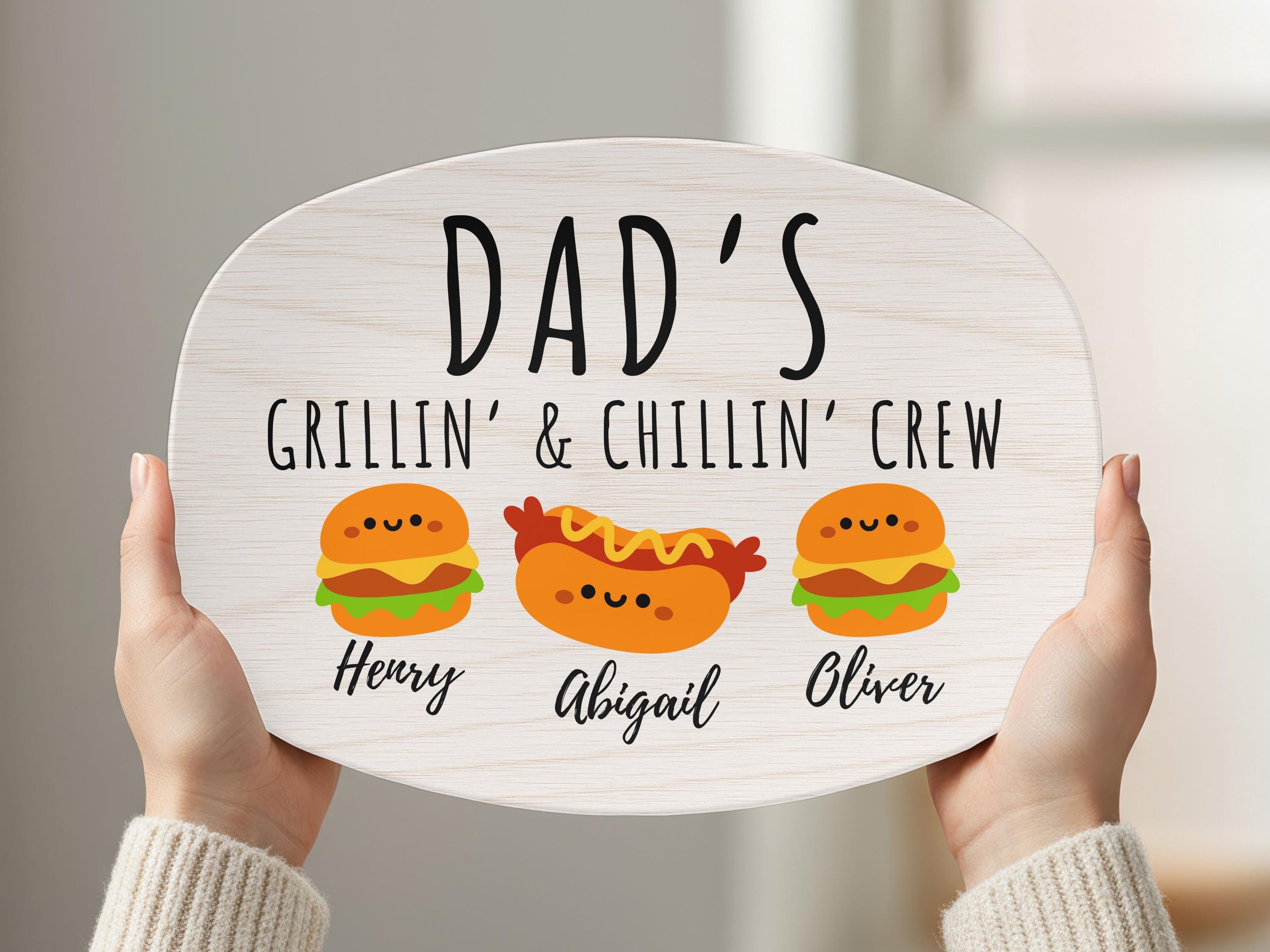 Personalized Dad Grilling Platter With Kids Names, BBQ Serving Tray ...
