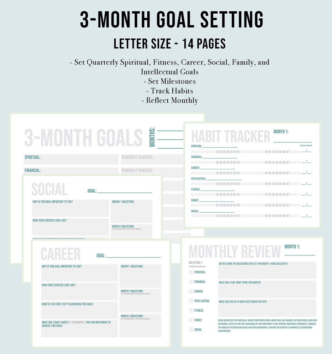 3 Month Goal Setting Print Out With Habit Tracker - Etsy