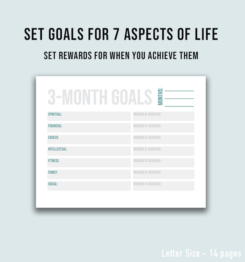 3 Month Goal Setting Print Out With Habit Tracker - Etsy