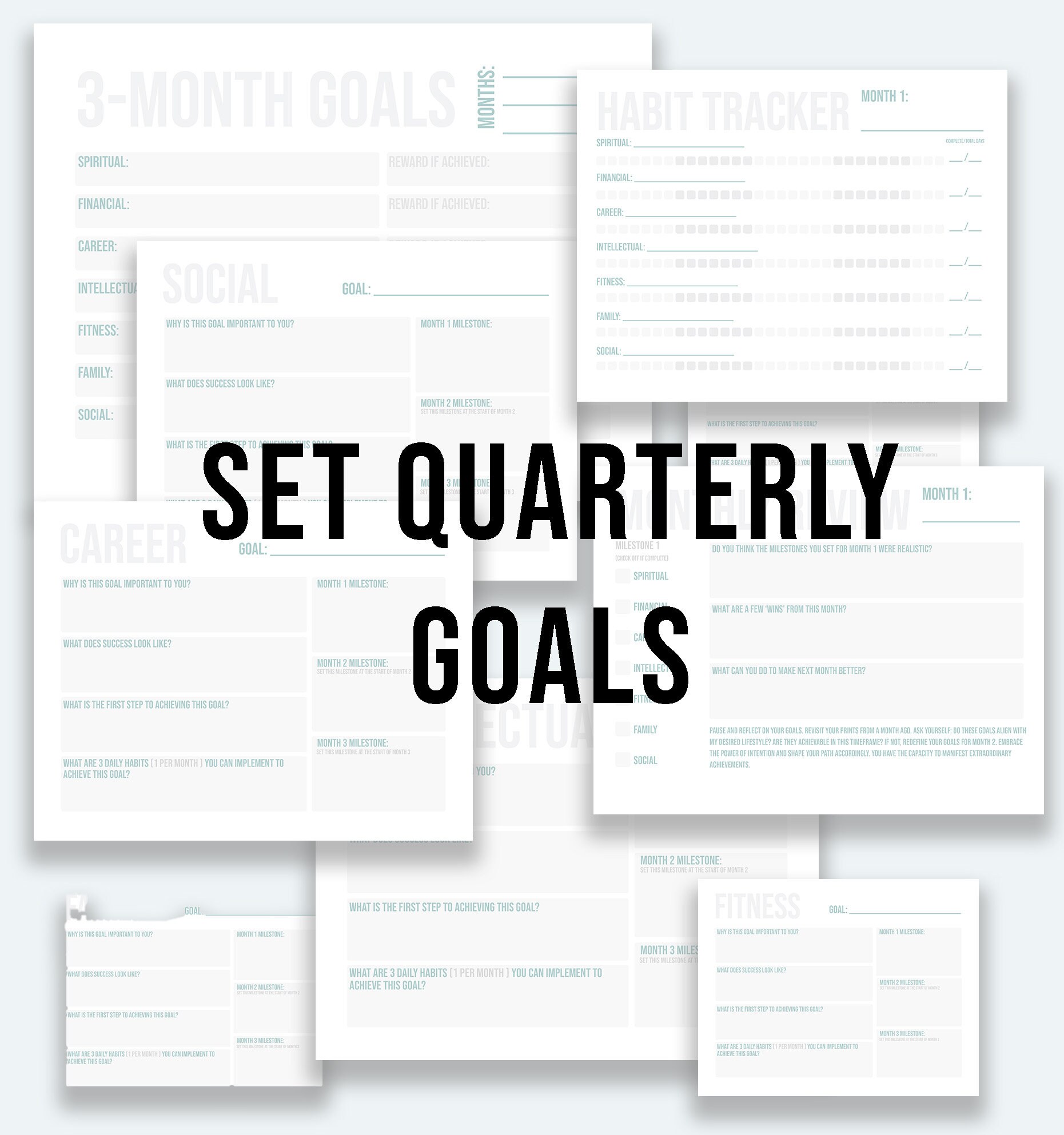 3 Month Goal Setting Print Out With Habit Tracker - Etsy