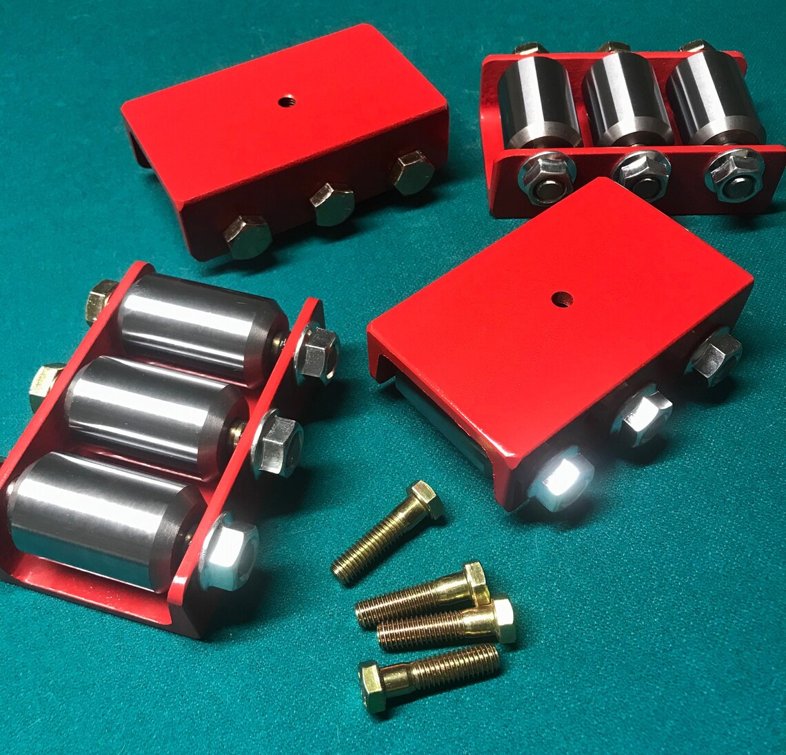 4 Machine Skates / Machine Moving Dollies. Solid Steel Rollers With 5 ...