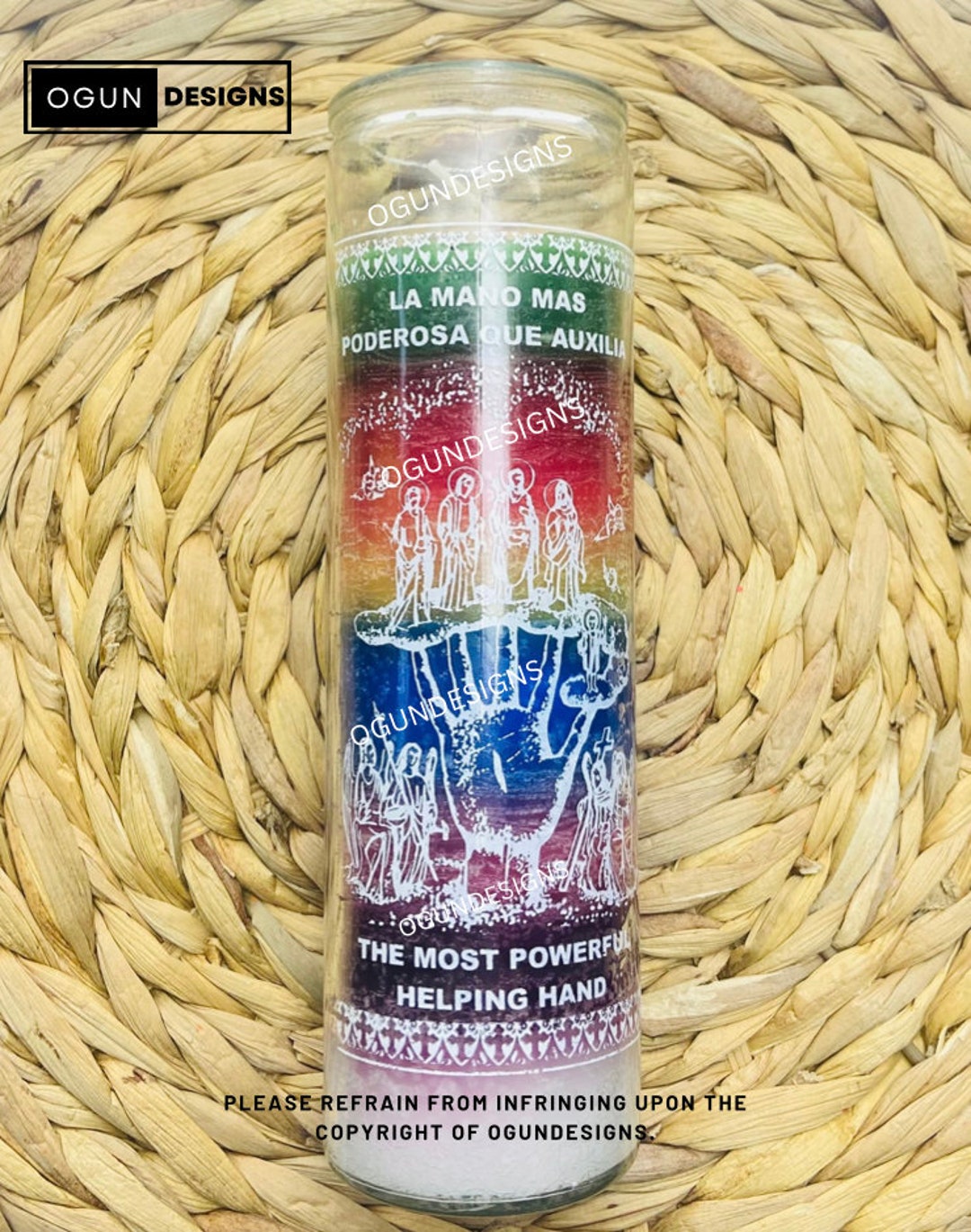 The Most Powerful Helping Hand Glass Candle, La Mano Mas Poderosa Vela ...