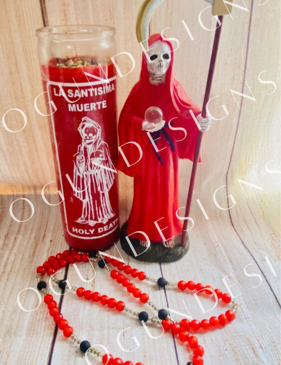 Holy Death Statue With Glass Candle, Protection Candles, Altar ...