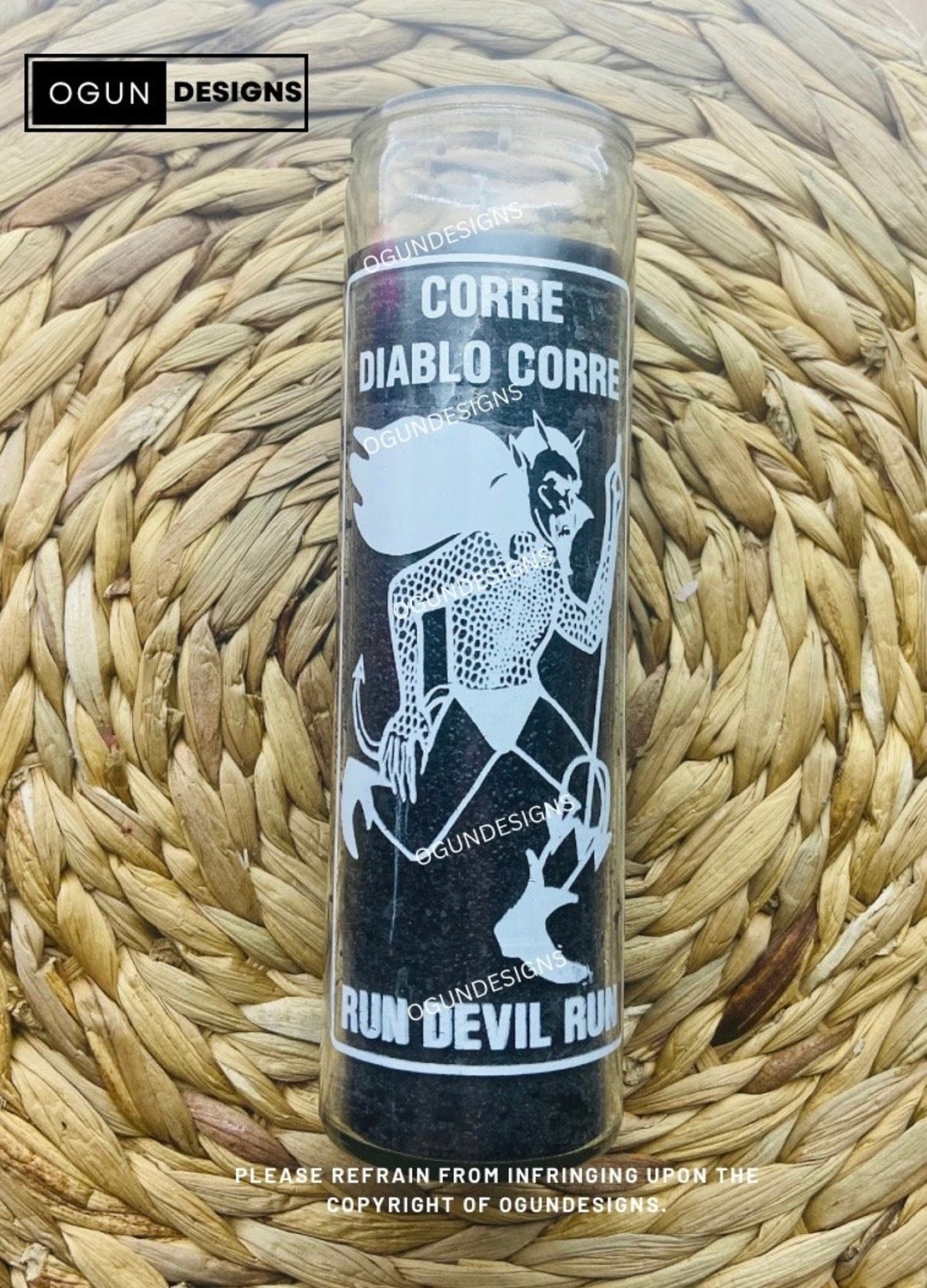 Run Devil Run Glass Candle, Corre Diablo Corre Vela De Vidrio - Etsy