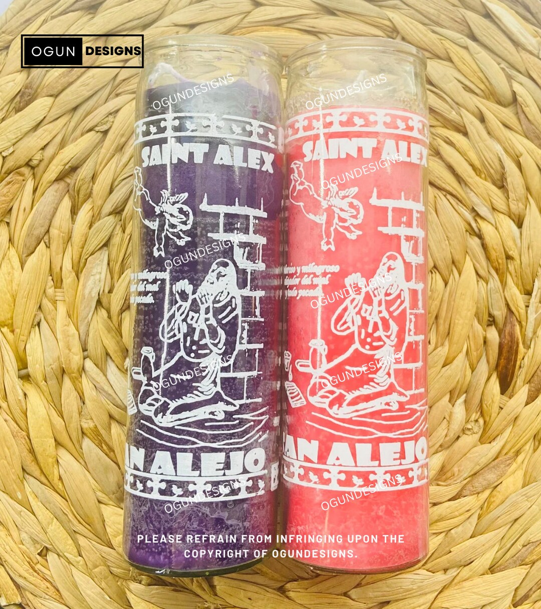 Saint Alex Glass Candle, Religious Glass Candles, Religious Candles ...