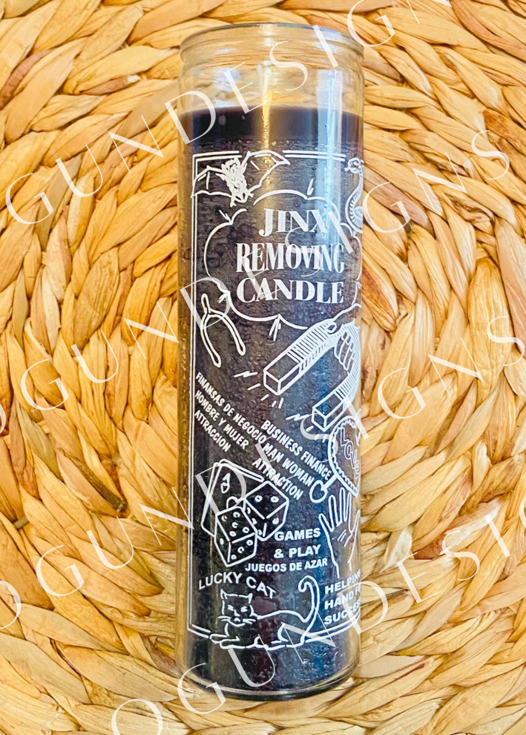 Jinx Removal Glass Candle/remover El Mal Vela, Cleansing Candle, Vela ...